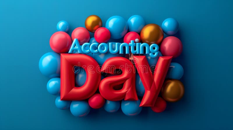 Red and Blue Text Spelling Accounting Day Surrounded by Balloons Stock ...