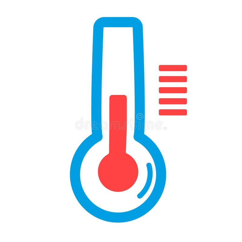 Red and Blue Thermometer Icon Indicating Rising Temperature Stock ...
