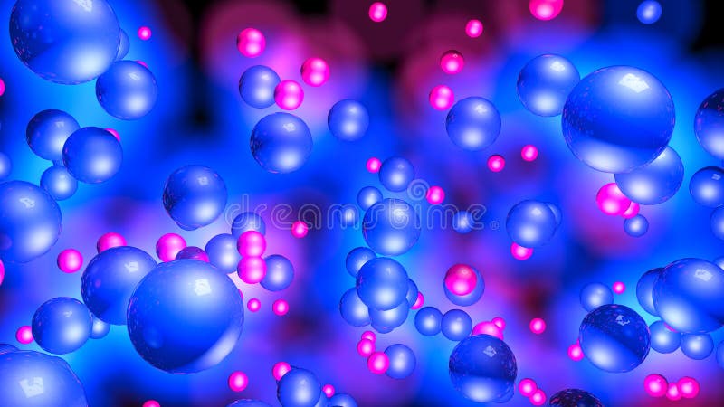 Red and Blue Three-dimensional Spheres. Neon Glow. Background. 3D ...