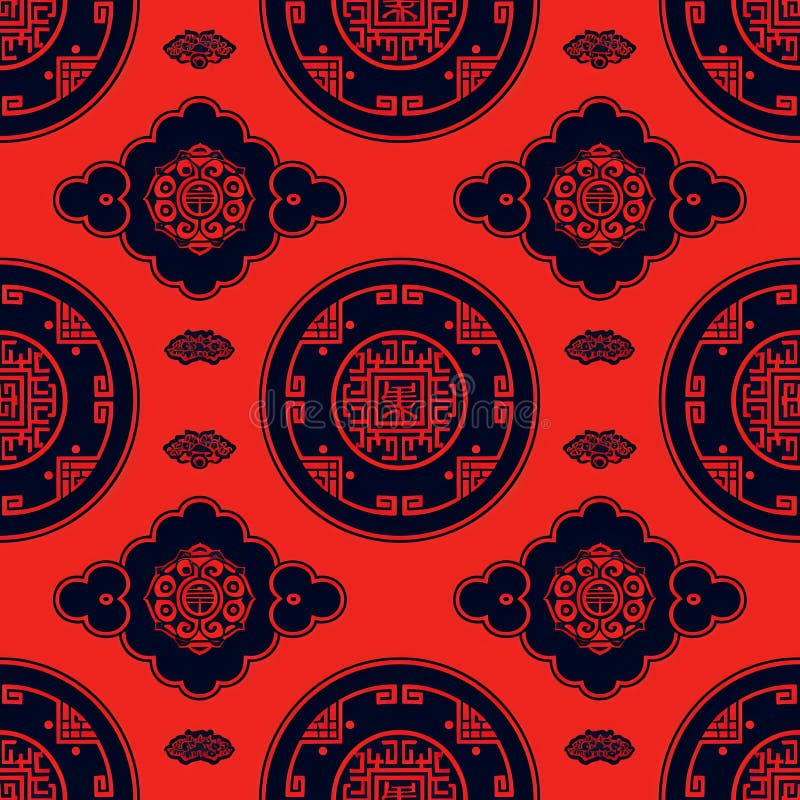 Red and Blue Traditional Chinese Pattern Stock Illustration ...
