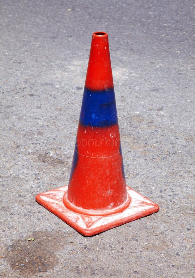 Red and blue traffic cone stock image. Image of stop - 40892993