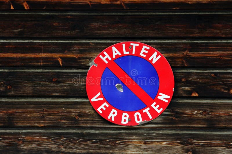 Red and Blue Traffic Sign - Prohibited Holding Stock Photo - Image of ...