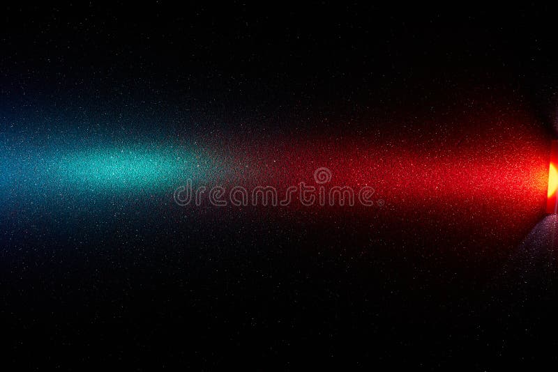 Red and Blue Transient Bright Gradient Beam of Light on Black ...
