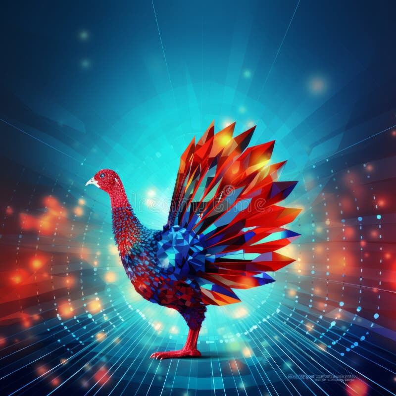 A Red and Blue Turkey on a Blue Background Stock Illustration ...