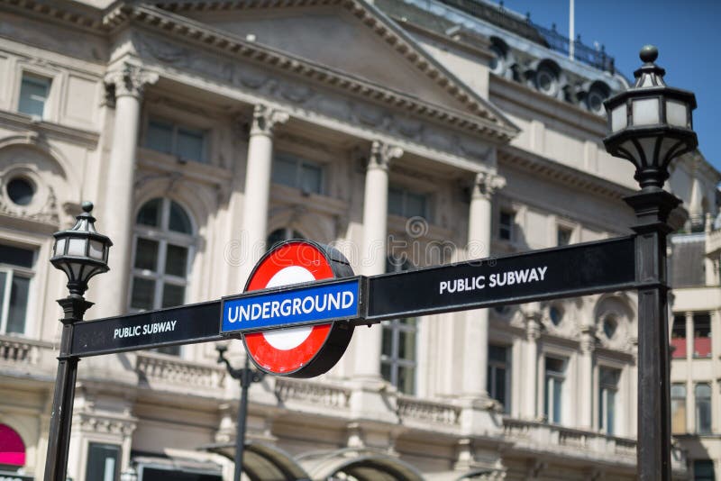 Red and Blue Underground Circular Symbol in Central London Editorial ...