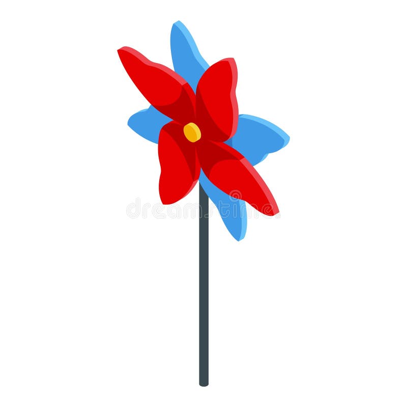 Red Blue Vane Icon Isometric Vector. Wind Pinwheel Stock Vector ...