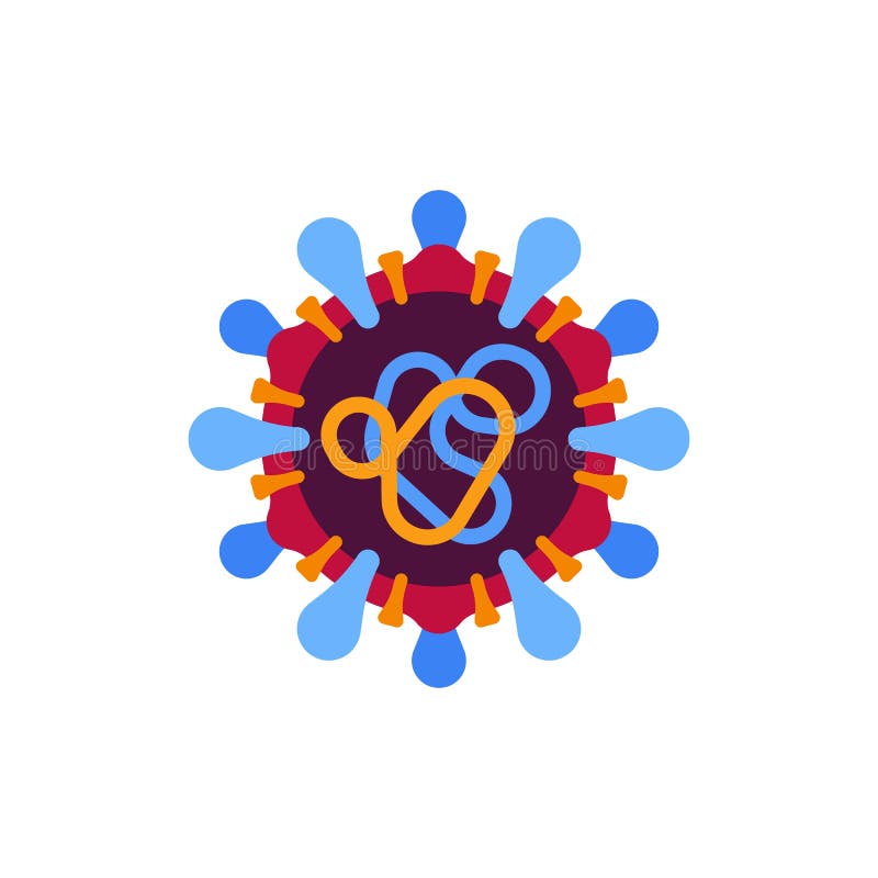 Red and Blue Virus Flat Icon. SARS-CoV-2 Novel Coronavirus Structure ...