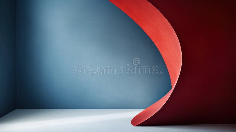 A Red and Blue Wall with a Curved Shape in the Middle, AI Stock ...