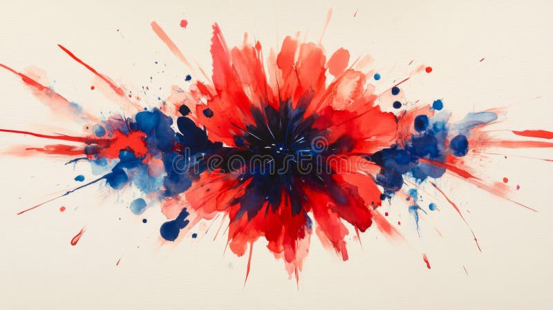 Red and Blue Watercolor Explosion Abstract Painting Stock Illustration ...