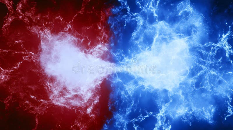 Red and Blue Waves Clashing, Creating a Symbolic Energy Flow Stock ...