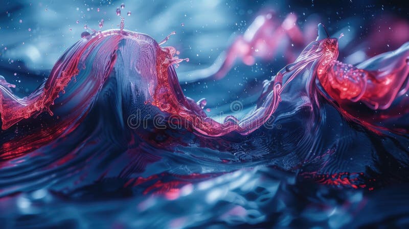 Red and Blue Waves Crashing Against Each Other AIG535 Stock Image ...