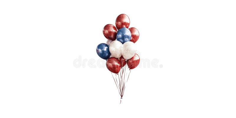 Red, Blue, and White Balloons Cluster Isolated on Transparent ...