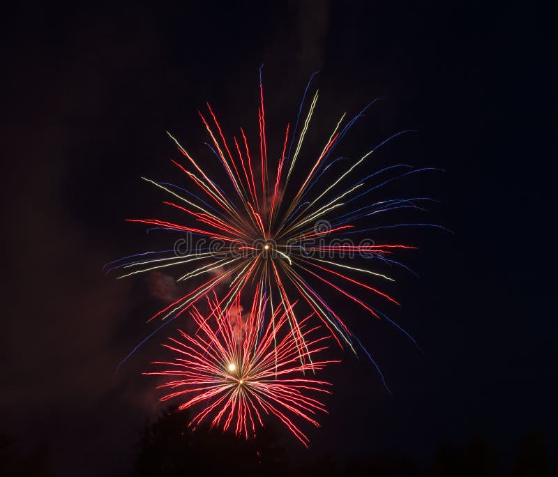 Red-Blue-White Fireworks Display Stock Photo - Image of fireworks ...