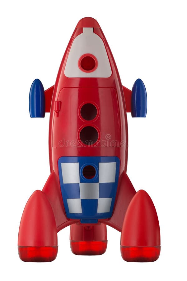 Red Blue and White Toy Plastic Childs Rocket Stock Illustration ...