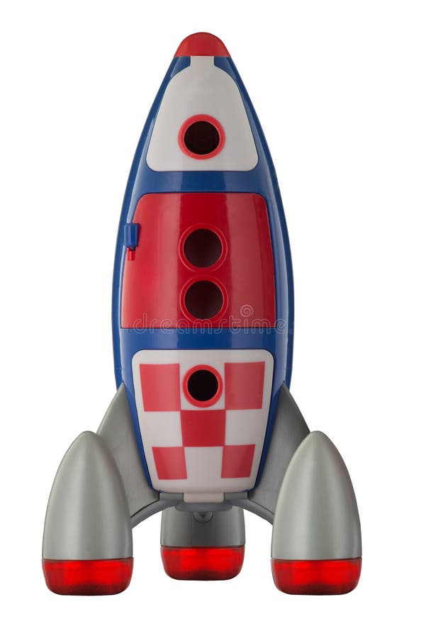 Red Blue and White Toy Plastic Childs Rocket Stock Illustration ...