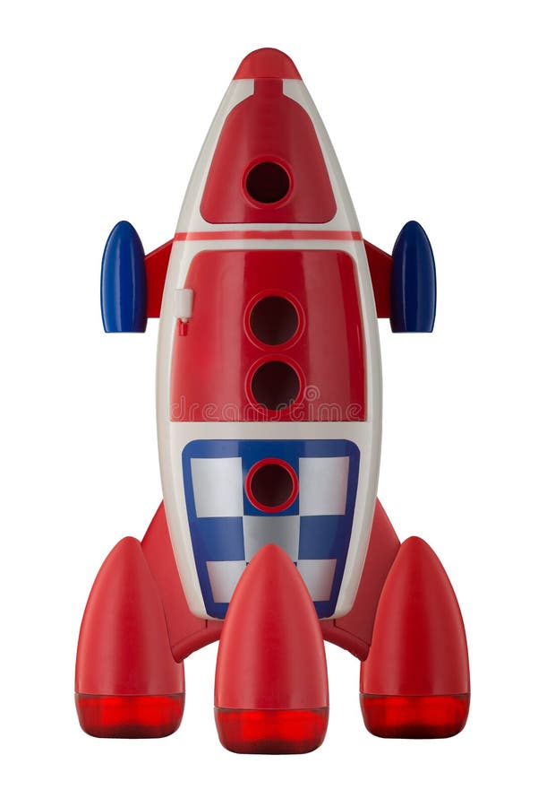 Red Blue and White Toy Plastic Childs Rocket Stock Illustration ...