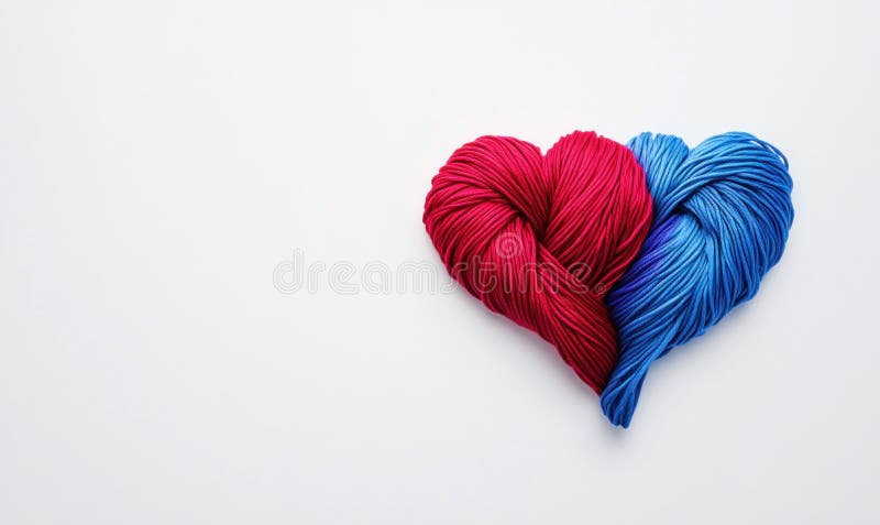 Red and Blue Yarn in Heart Shape Stock Illustration - Illustration of ...