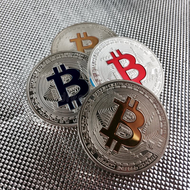 Blue Red and Yellow Bitcoin Stock Photo - Image of coin, peer: 96349782