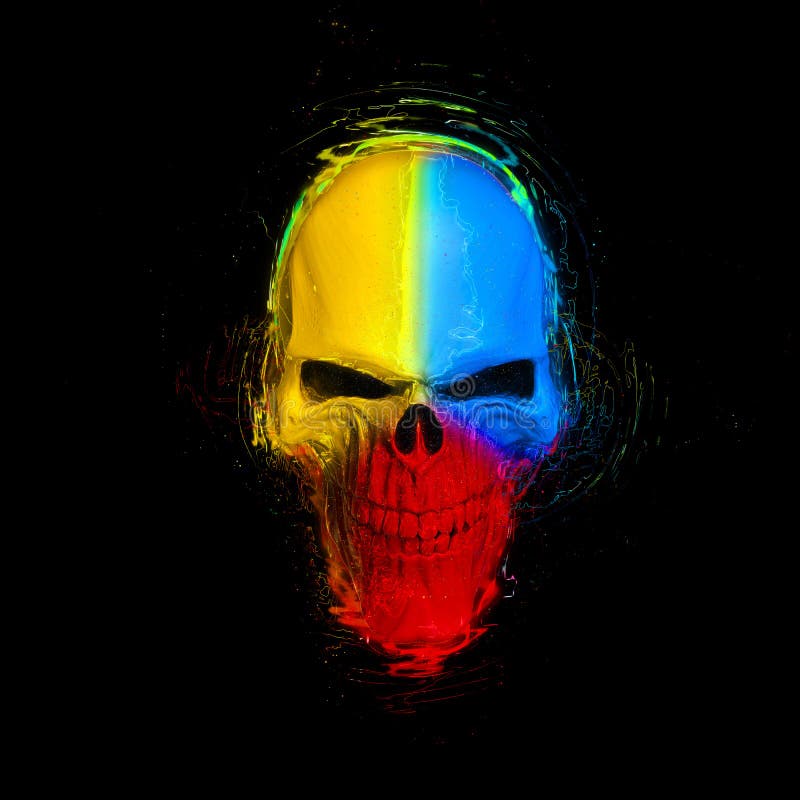 Red and Blue Skull Shattered Glowing Polygons Stock Illustration ...