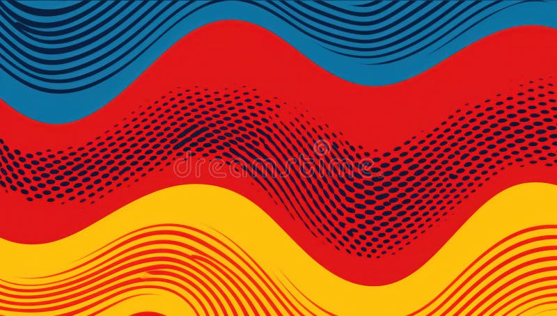Wavy Bands in Primary Colors with Textures Stock Illustration ...