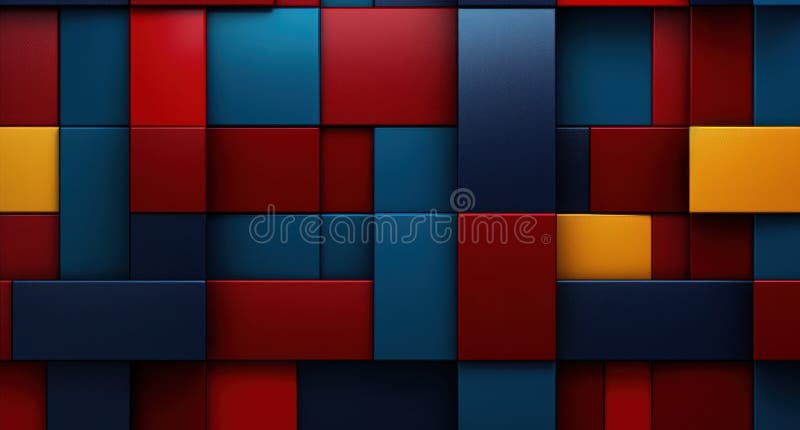 Red, Blue and Yellow Geometric Pattern Wallpaper, Stock Illustration ...