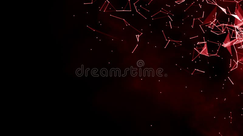 Red Blurred Abstract Plexus Particle Effect Background. Mess Communication Technology Network ...
