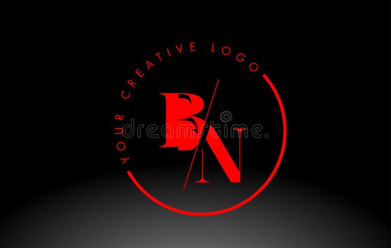 Red BN Serif Letter Logo Design with Creative Intersected Cut Stock ...