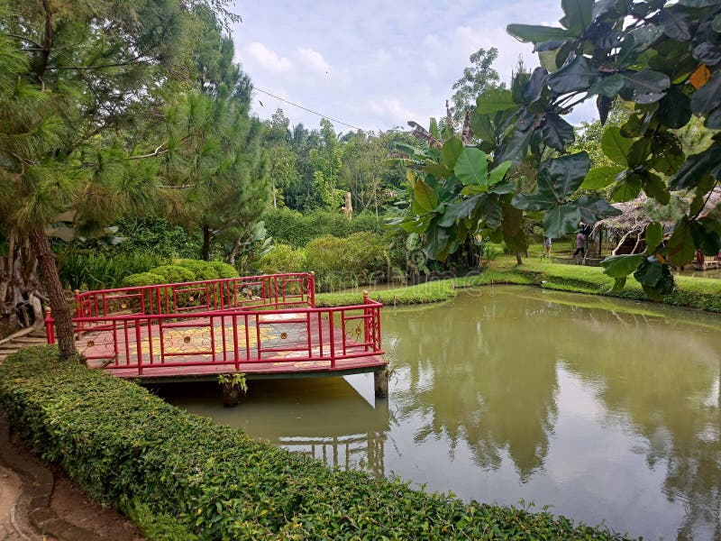 Red Board on the River in the Garden Stock Photo - Image of canal ...
