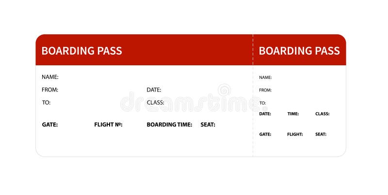 Airline Boarding Pass Red Ticket Isolated Stock Illustrations – 483 ...