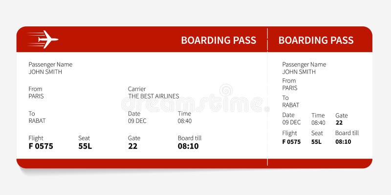 Red boarding pass stock vector. Illustration of isolated - 83716644