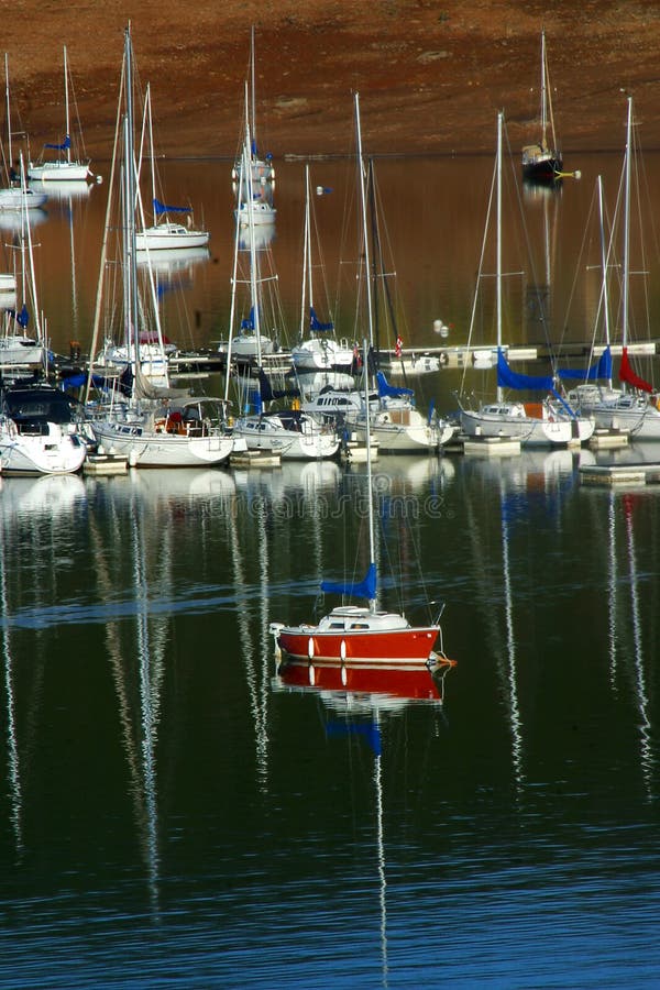 Red Boat stock image. Image of sailboat, boat, water, moored - 138625