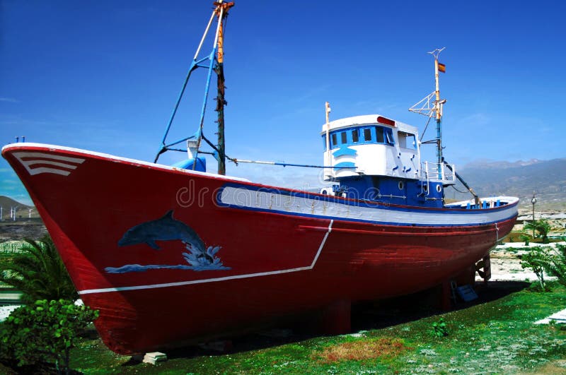 Red Boat stock image. Image of fine, boat, bright, mountain - 2954105