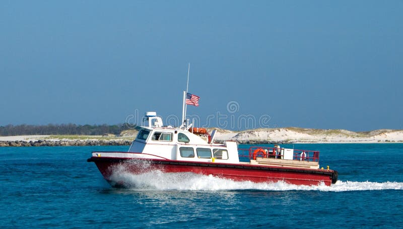 Red Boat stock image. Image of boat, craft, ocean, flag - 4109205