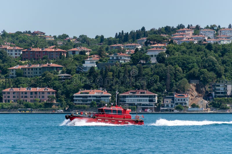 Red Boat Fast Going on the Sea Stock Image - Image of life, speed ...
