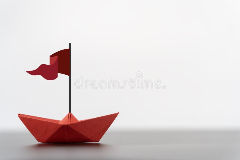 Red Boat. Paper Boat on White Background Stock Image - Image of people ...
