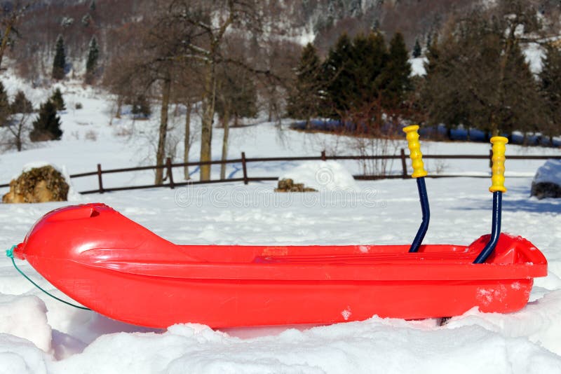 Red Bob To Play in the Snow in the Mountains in Winter Stock Photo ...