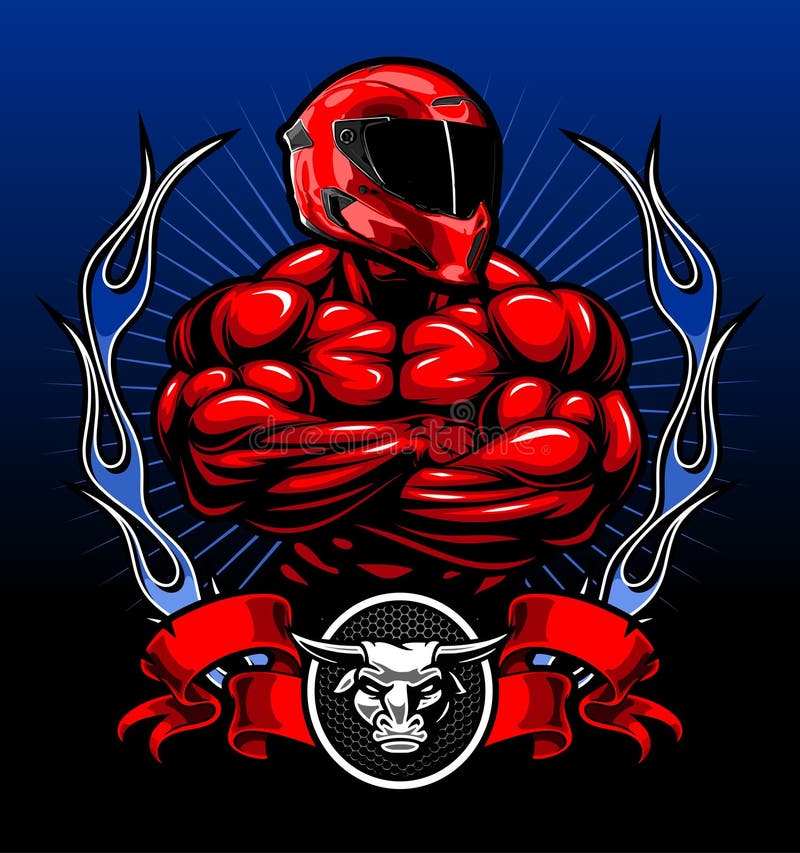 Red Bodybuilder with Black Background Helmet Stock Vector ...