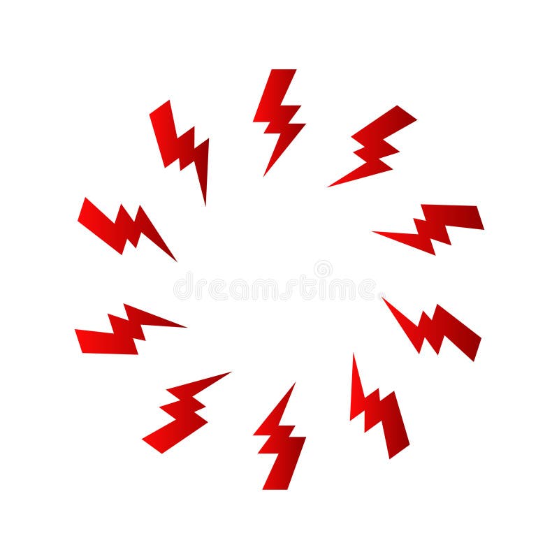 Red Bolt Zap Circle Frame with Gradient. Stock Vector - Illustration of ...
