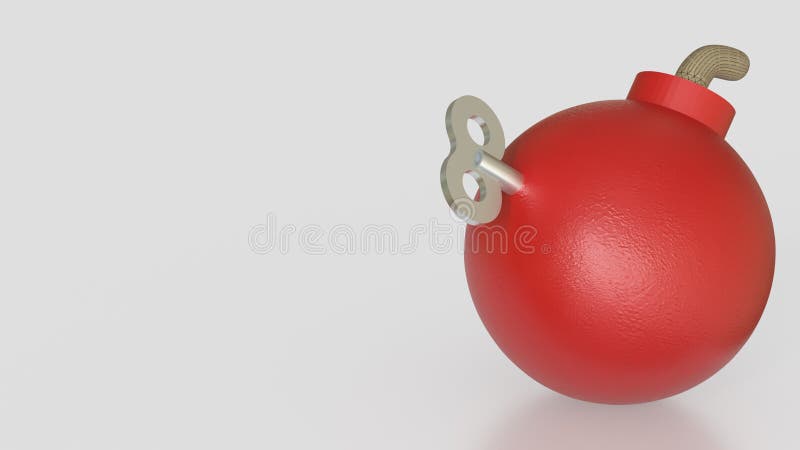 The Red Bomb and Wind Up on White Background 3d Rendering Stock ...