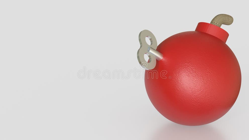 The Red Bomb and Wind Up on White Background 3d Rendering Stock ...