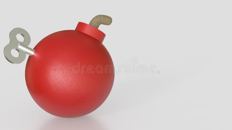 The Red Bomb and Wind Up on White Background 3d Rendering Stock ...