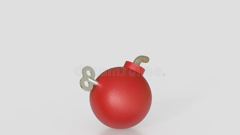 The Red Bomb and Wind Up on White Background 3d Rendering Stock ...