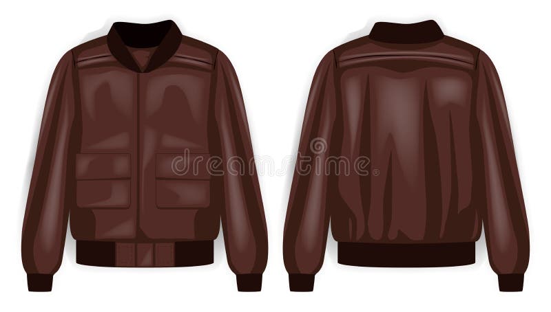 Red Bomber Jacket Front and Back View, Vector Mockup Illustration Stock ...