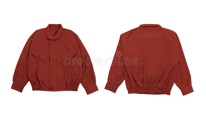 Red Bomber Jacket Isolated on a White Background, Front and Back View ...