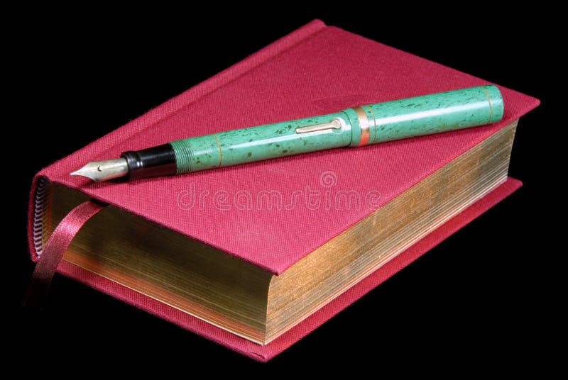 An Old Pen on a Red Book stock image. Image of diary, write - 1926227