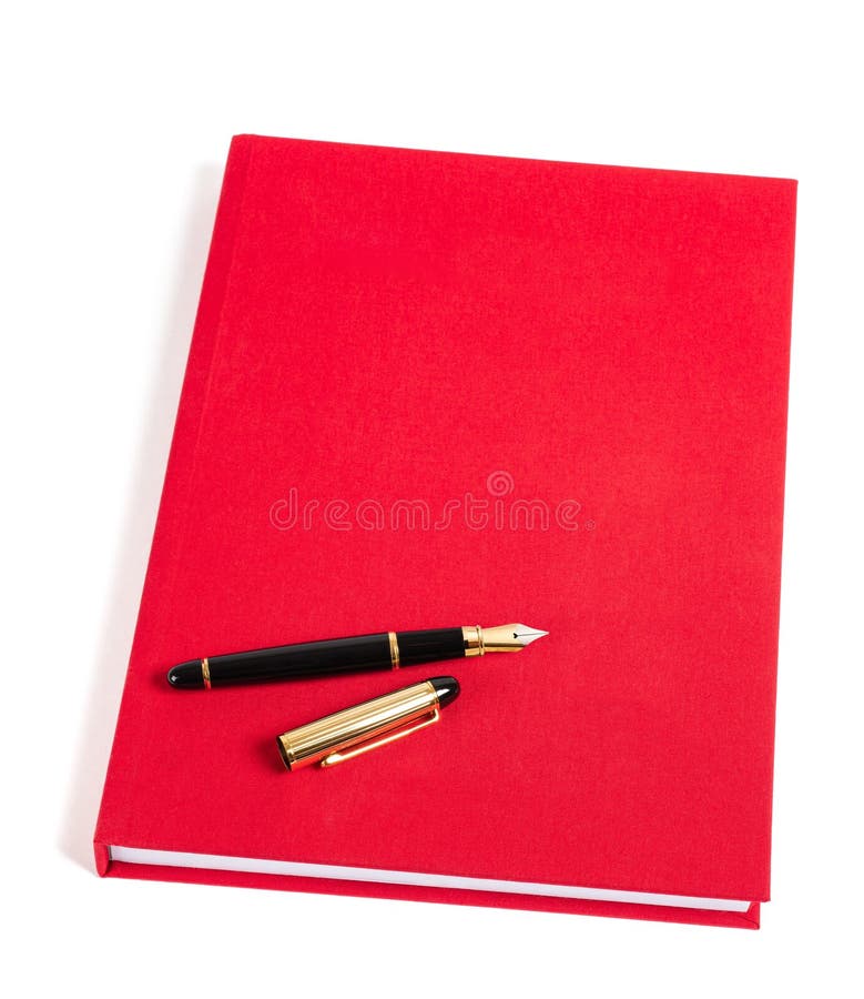 An Old Pen on a Red Book stock image. Image of diary, write - 1926227