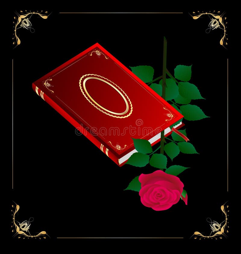 Red book and rose stock vector. Illustration of drawing - 21604742