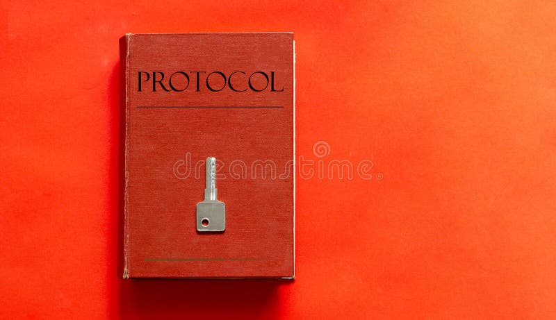 Red Book with Text PROTOCOL and a Key on a Red Background Stock Photo ...