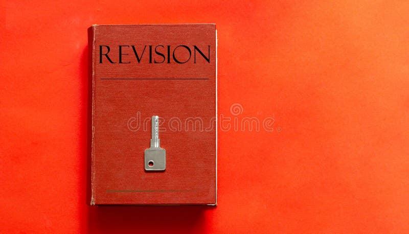 Red Book with Text Revision and a Key on a Red Background Stock Image ...