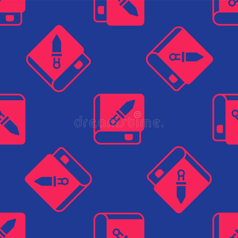 Red Book about Weapon Icon Isolated Seamless Pattern on Blue Background ...